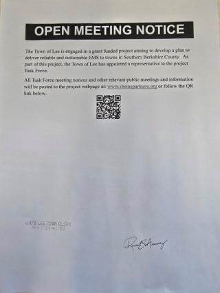 Open Meeting Notice | Town of Lee MA